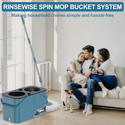 RinseWise Spin Mop Bukcet System | 4-Chamber & Wheels | Separate Clean ...